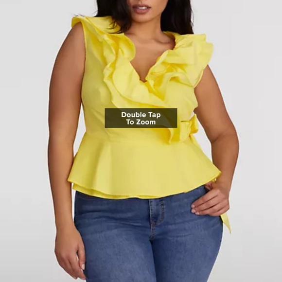 Fashion to Figure | Tops | Gabrielle Union Yellow Ruffle Wrap Peplum ...